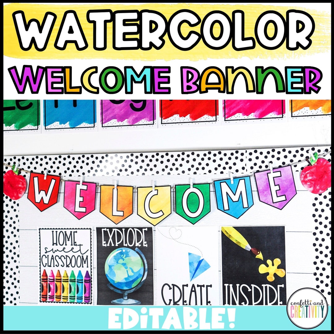 Editable Classroom Welcome Banner | Watercolor Classroom Decor ...