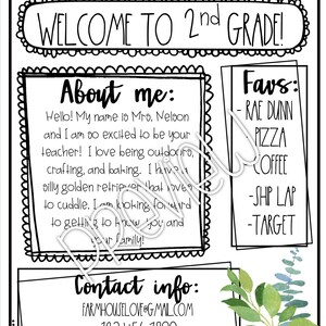 Editable Farmhouse Meet the Teacher Template (digital Download) - Etsy