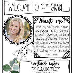 Editable Farmhouse Meet the Teacher Template (digital Download) - Etsy