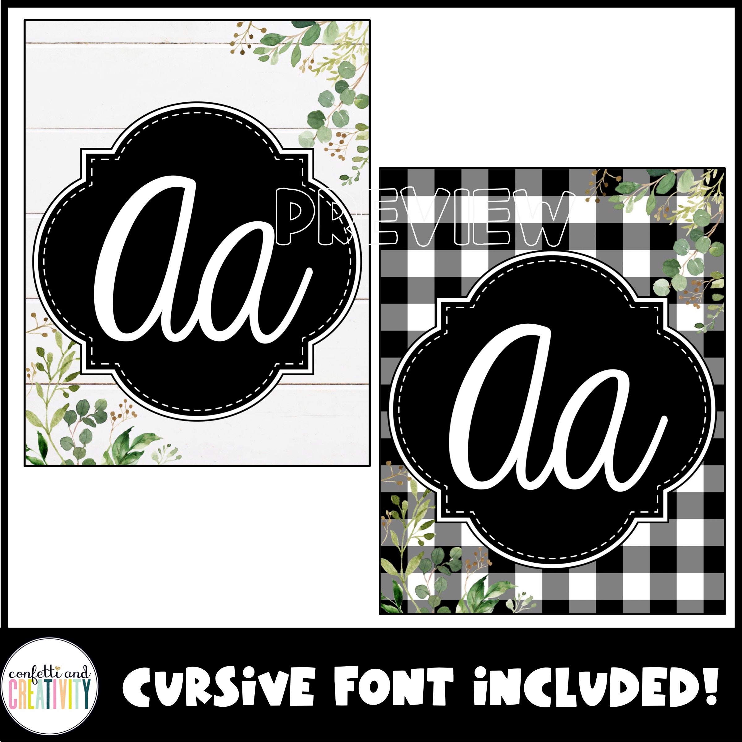Farmhouse Classroom Alphabet Posters: Shiplap, Plaid (digital Download ...
