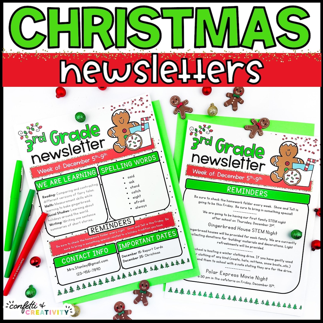 Editable Christmas Classroom Newsletter Template (digital Download) - Etsy