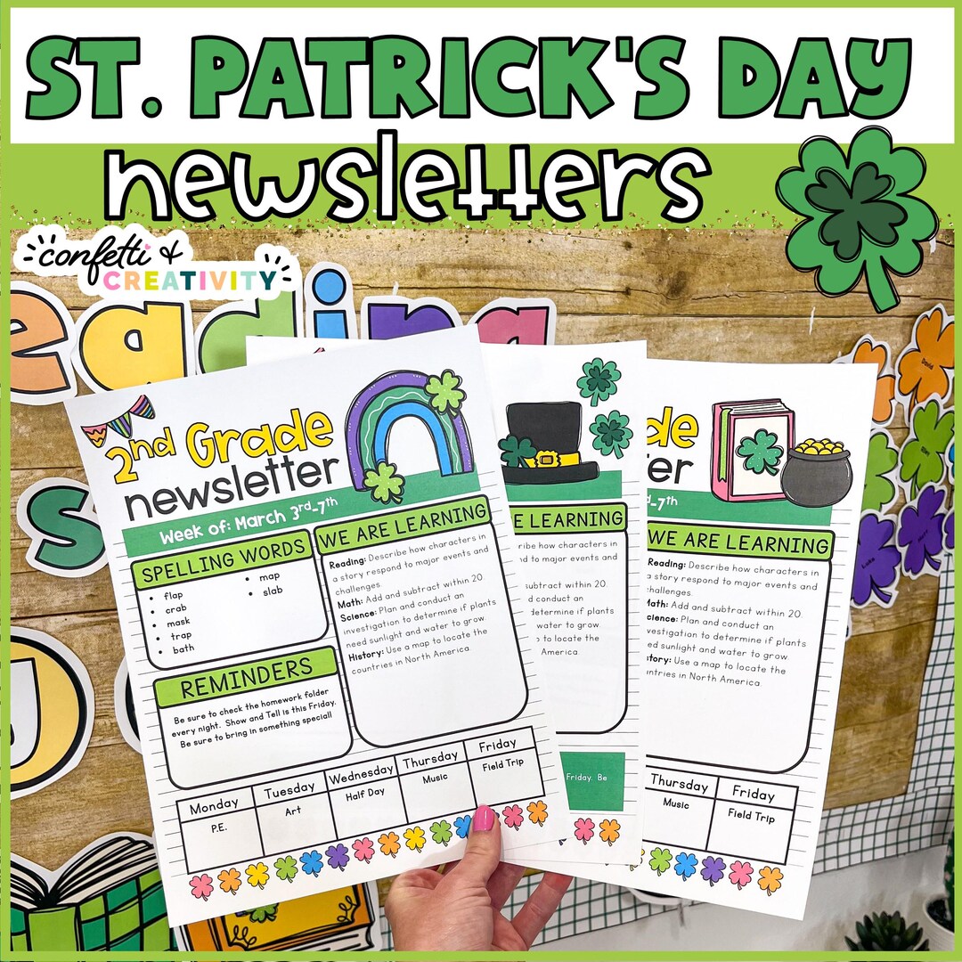 Editable St. Patrick's Day Classroom Newsletter Template (digital ...
