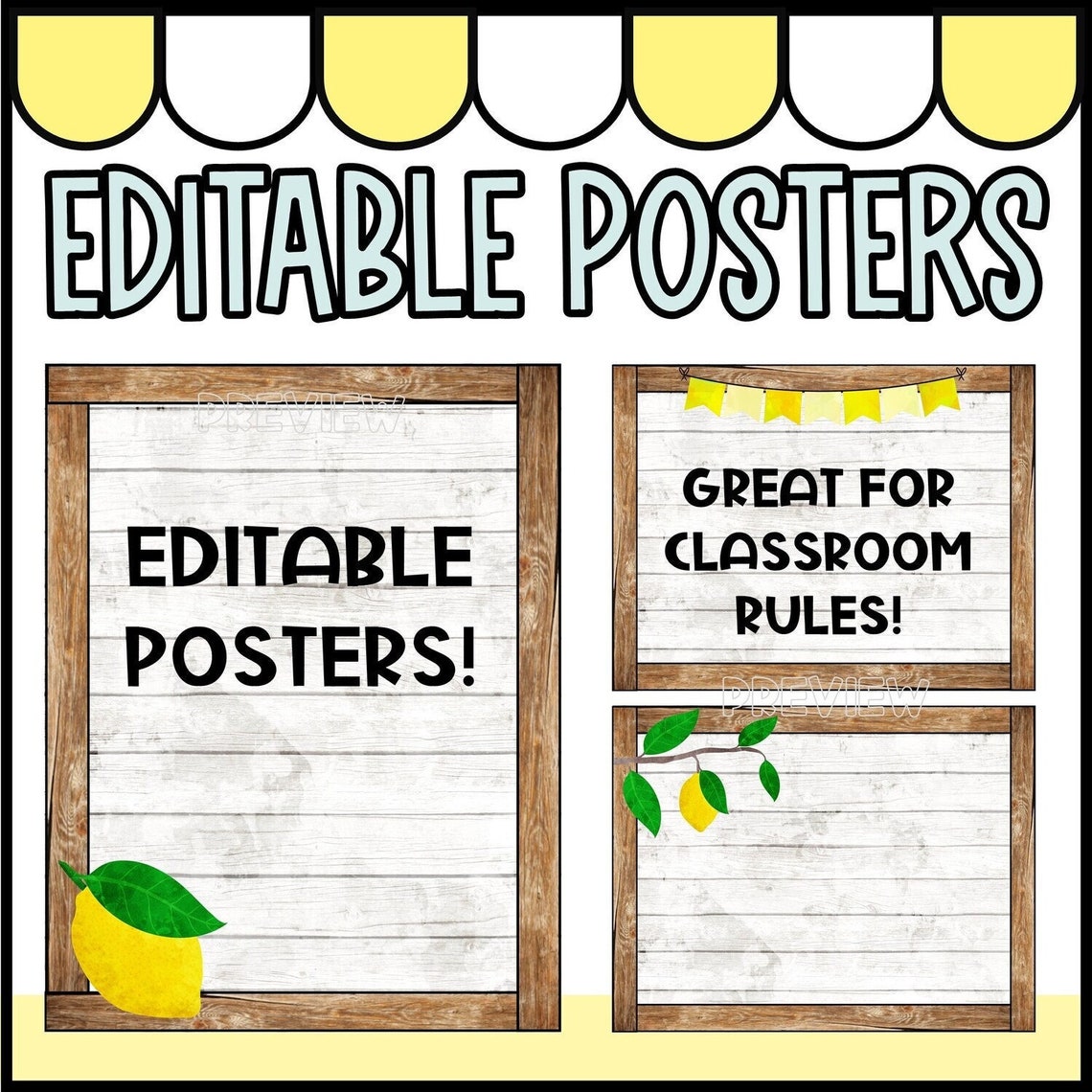 Editable Classroom Posters Lemon Farmhouse Classroom Decor - Etsy