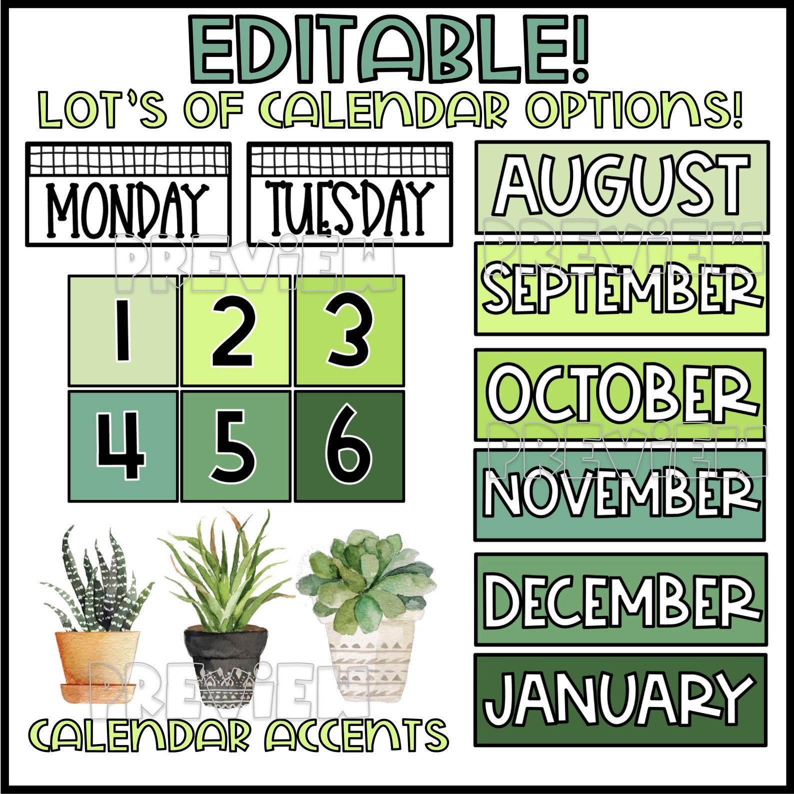 Plant Classroom Calendar Pack Pocket Chart Calendar Cards - Etsy