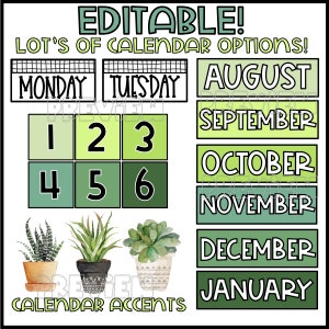 Plant Classroom Calendar Pack | Pocket Chart Calendar Cards | Plant ...