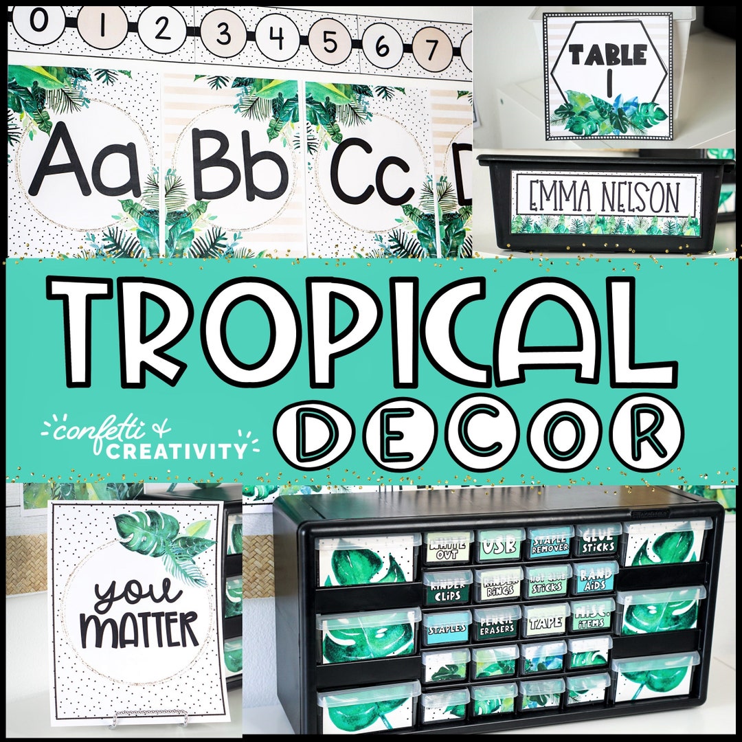 Boho Tropical Classroom Decor Bundle (digital Download) - Etsy