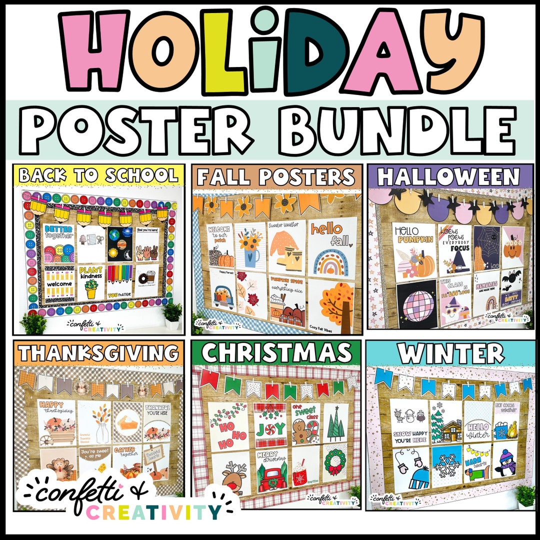 Classroom Holiday Posters Bundle | Classroom Decor Bundle | Holiday ...