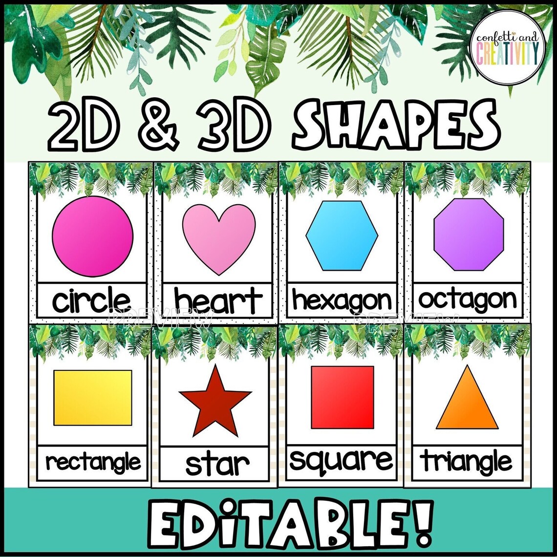 2D and 3D Shapes Posters for the Classroom Tropical - Etsy