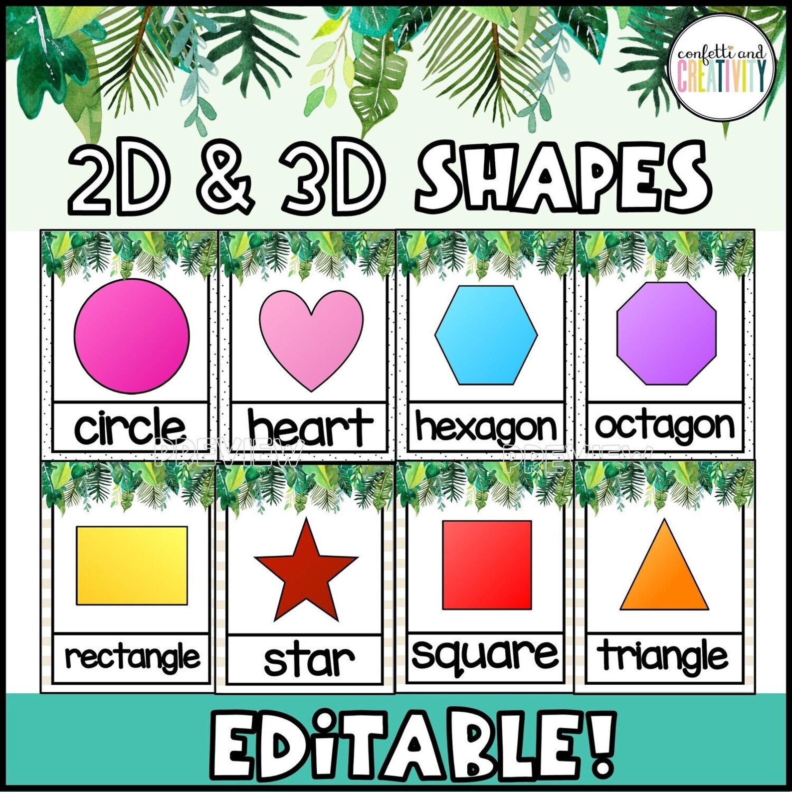 2d And 3d Shapes Posters For The Classroom Tropical Classroom Decor