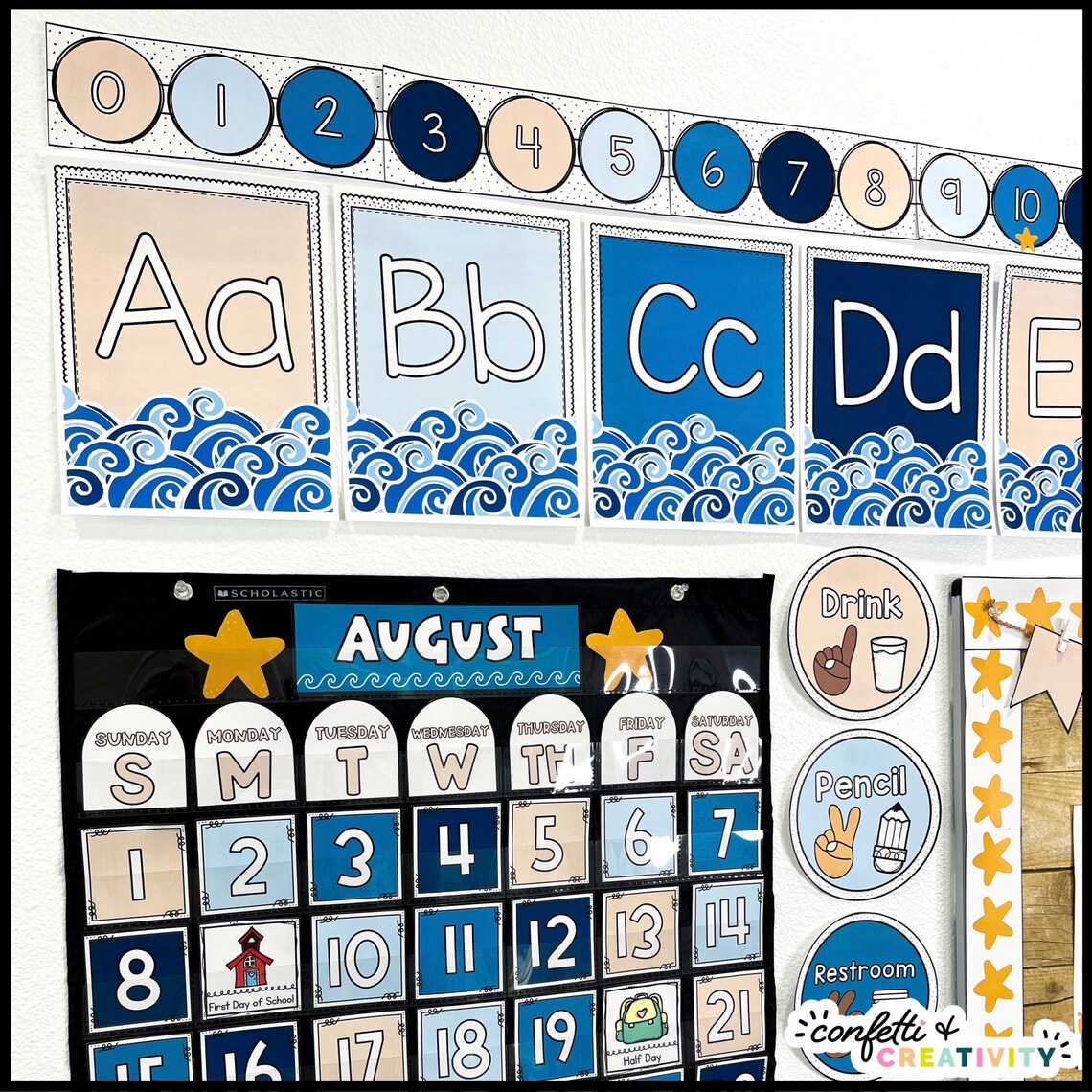 Ocean Classroom Alphabet Posters: Cursive & Standard Fonts (digital ...