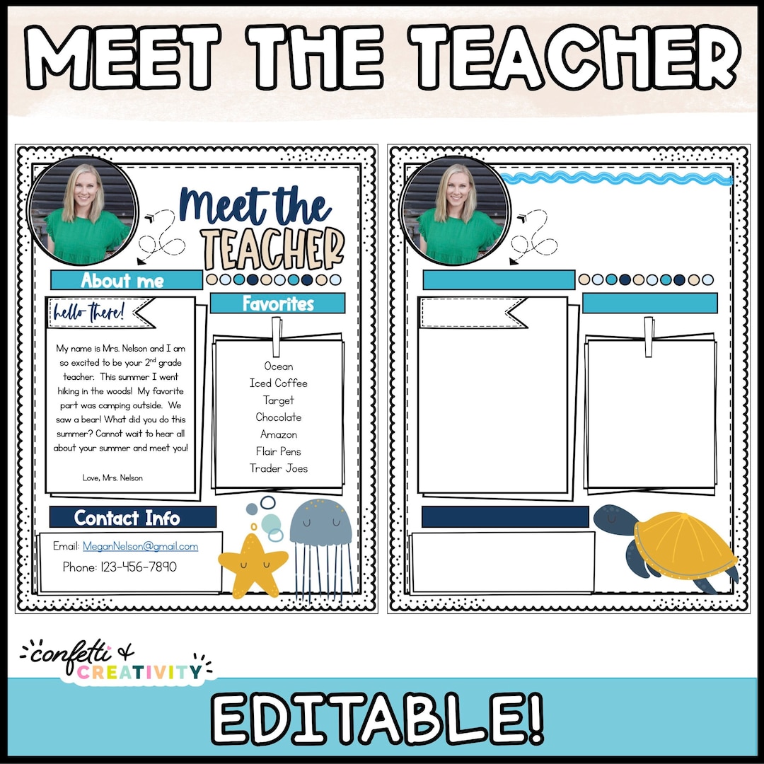 Ocean Theme Meet the Teacher Template: Editable Letter (digital ...