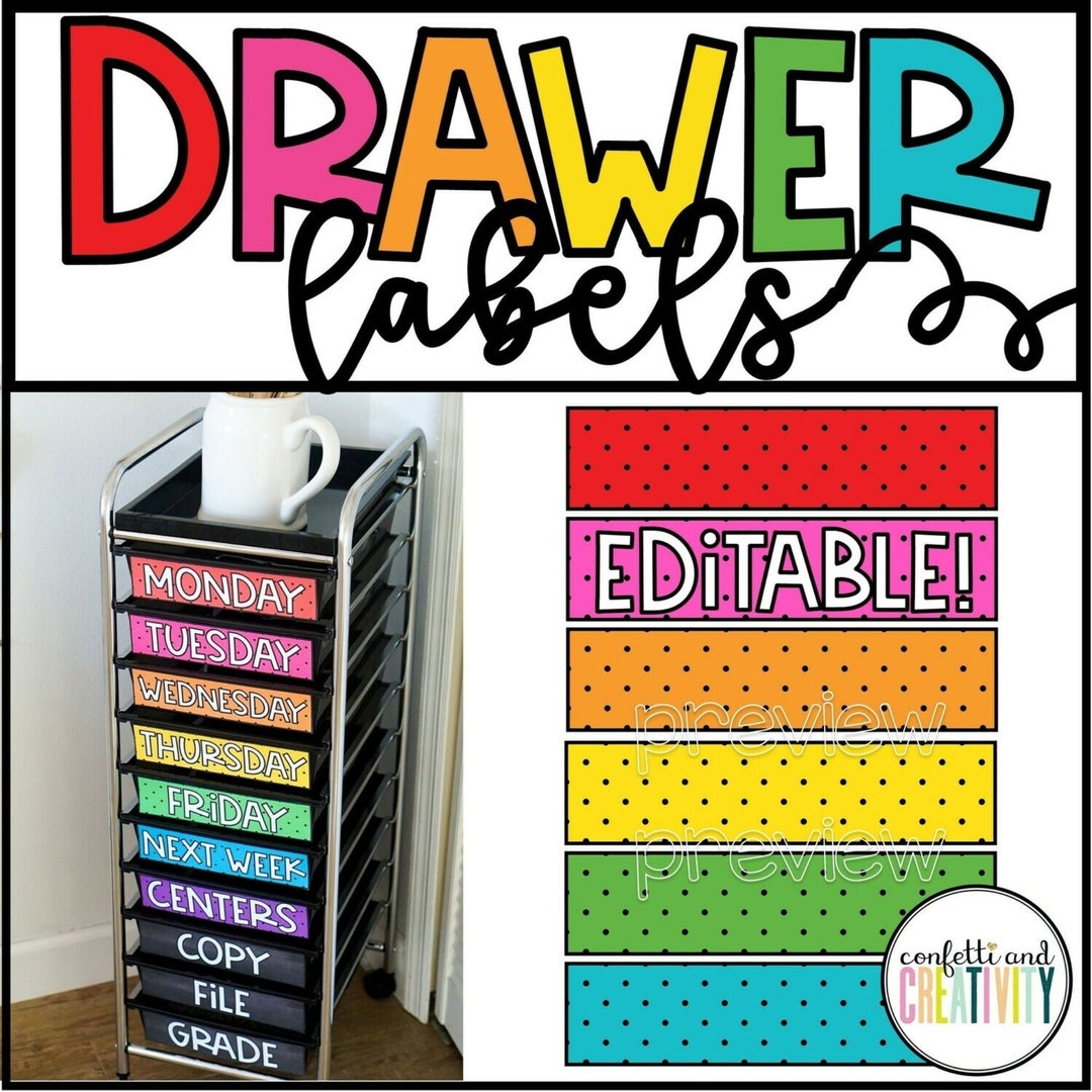 10 Drawer Cart Labels for the Classroom | Bright Classroom Decor ...