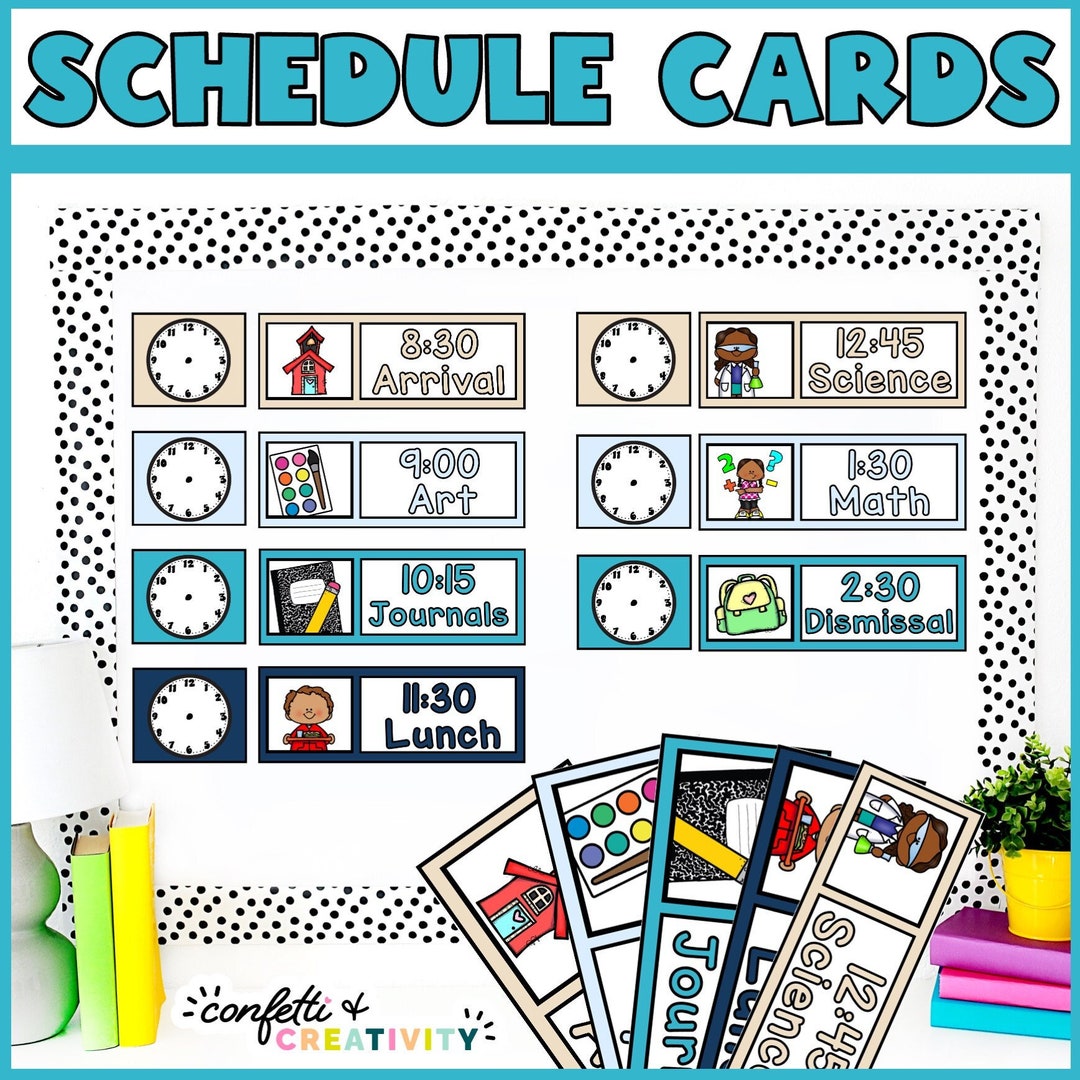 Classroom Daily Schedule Cards Editable Classroom Schedule Elementary ...
