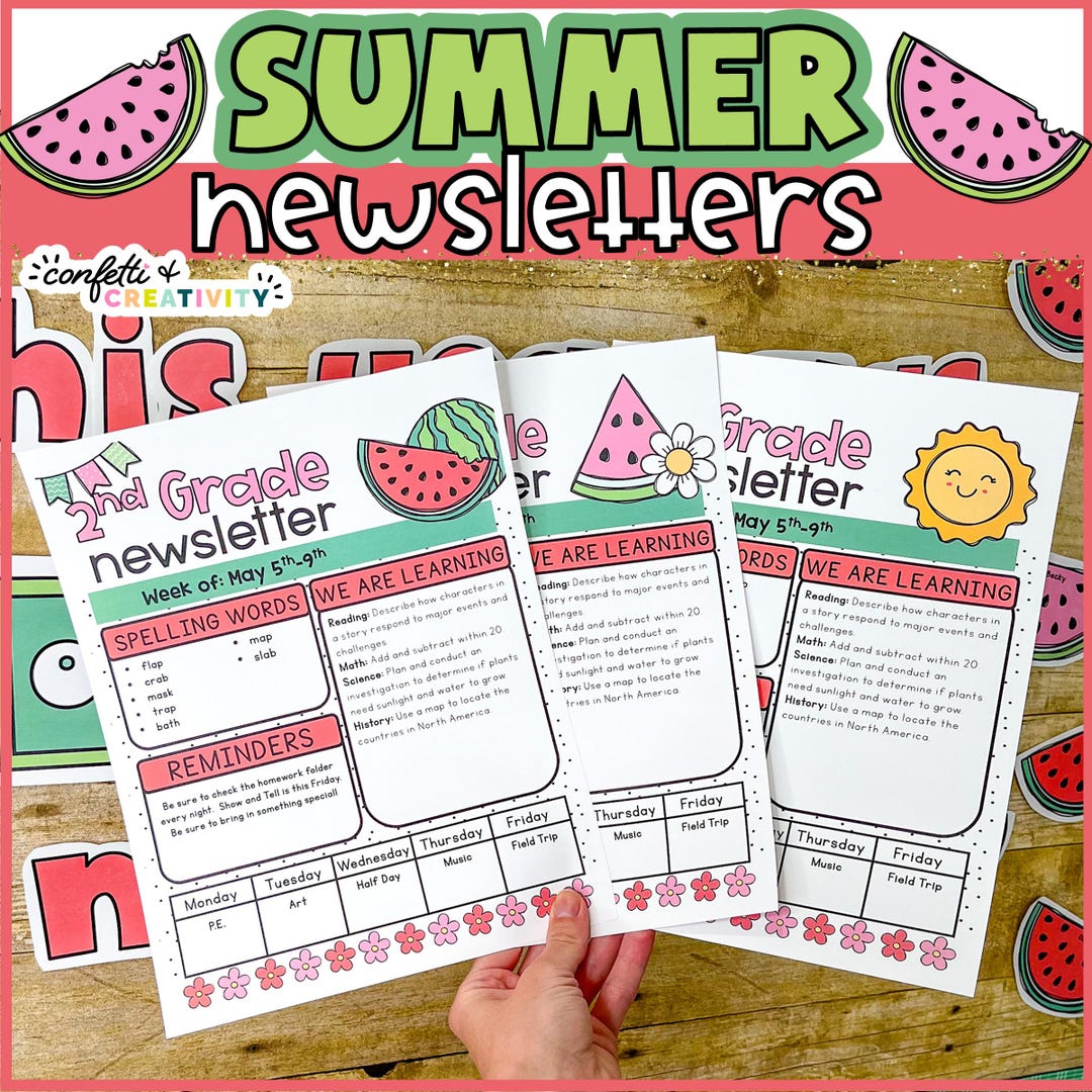Editable Summer Classroom Newsletter & Calendar (digital Download) - Etsy