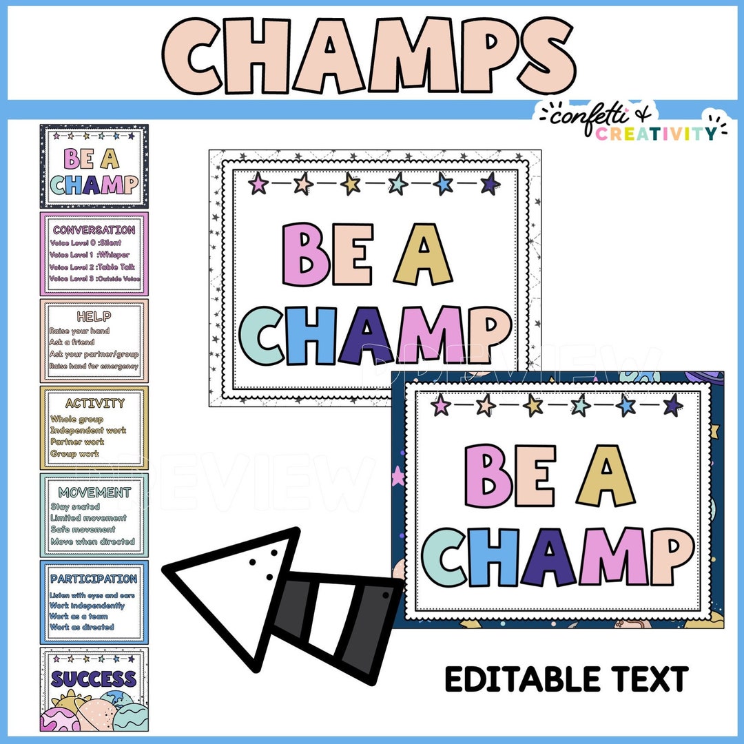 Space CHAMPS Classroom Posters: Editable Elementary Teacher Resources ...