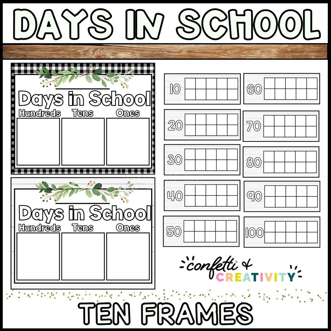 Farmhouse Days in School Tally, Ten Frames Chart: Elementary Classroom ...