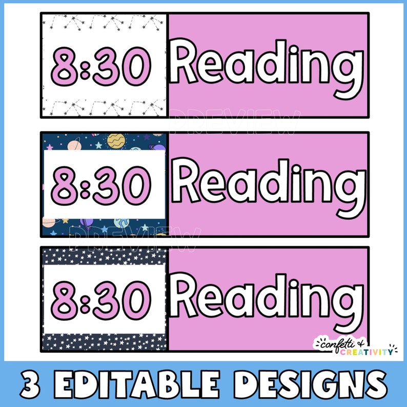 Elementary Classroom Schedule Cards: Editable Space Decor (digital ...