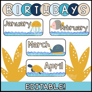 Ocean Classroom Birthday Display | Classroom Birthday Board | Birthday ...