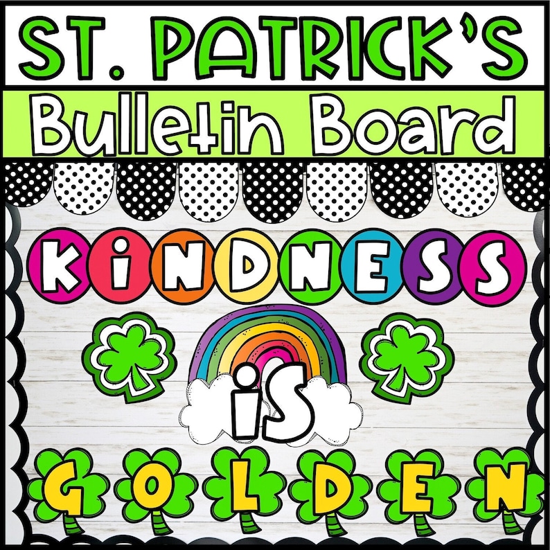 St Patricks Day Bulletin Board Kit: Kindness Classroom Decor (digital ...