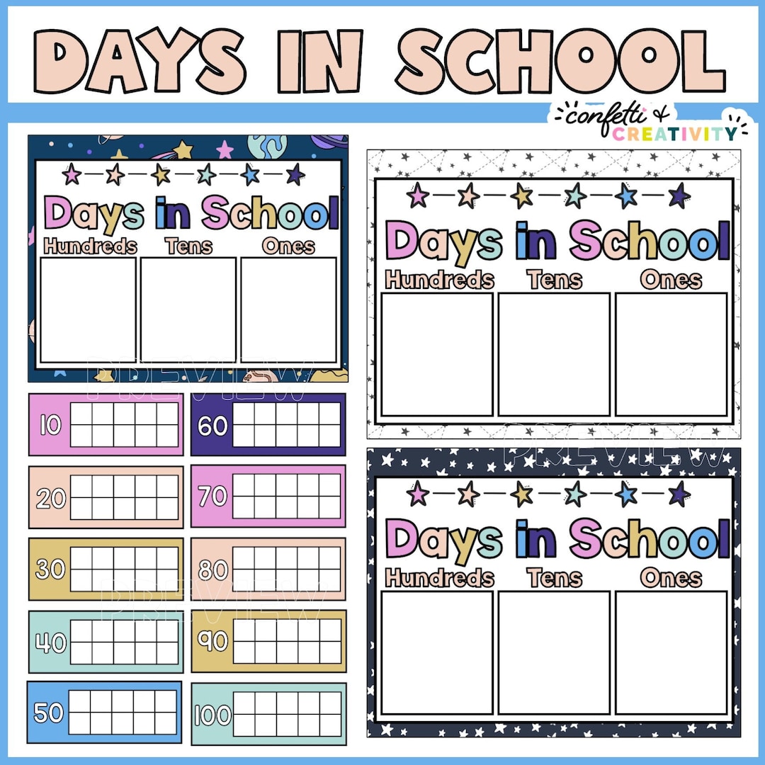 Space Days at School Posters | Days at School Tally | School Tally ...