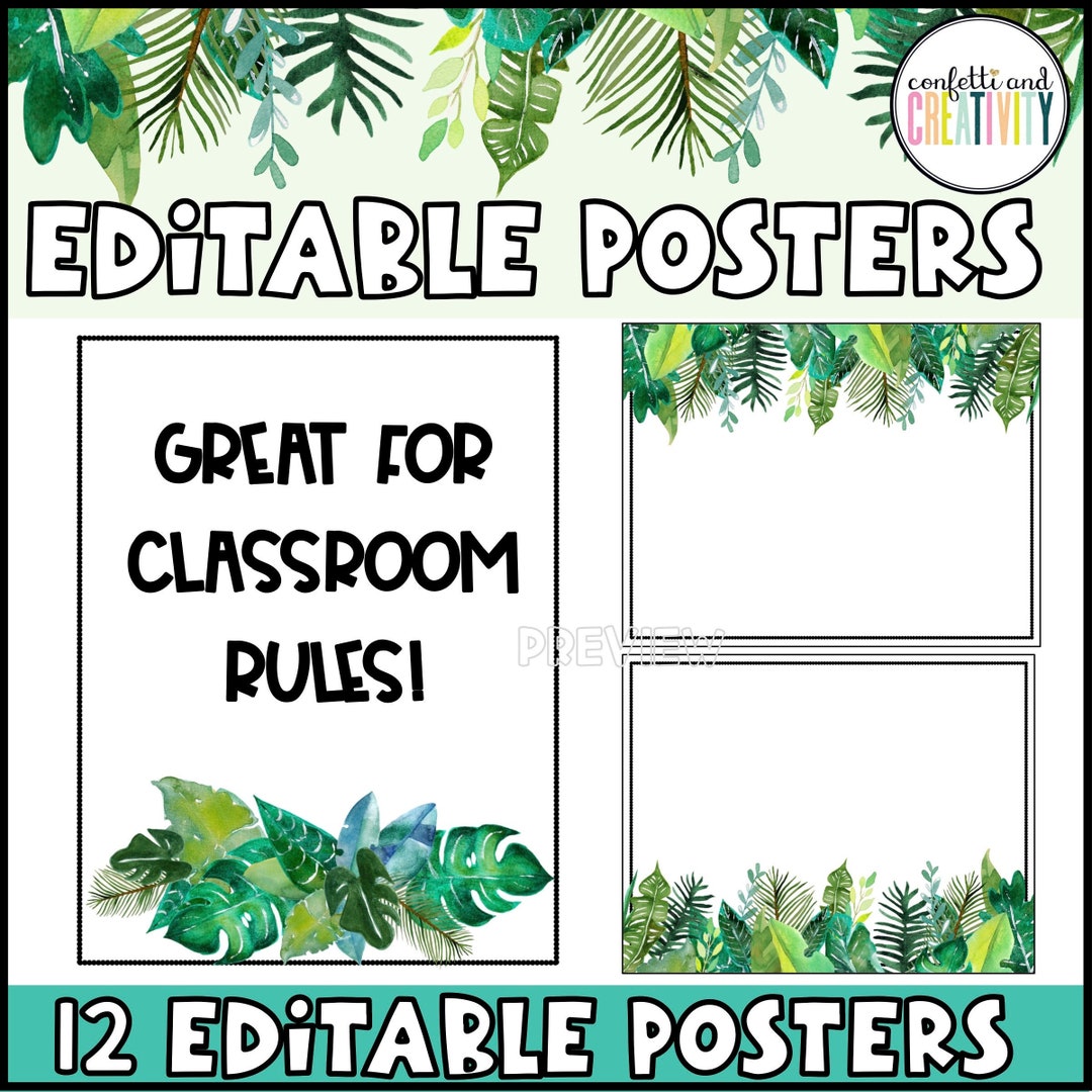 Editable Classroom Posters | Tropical Classroom Decor | Elementary ...