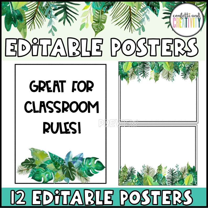 Editable Classroom Posters Tropical Classroom Decor - Etsy