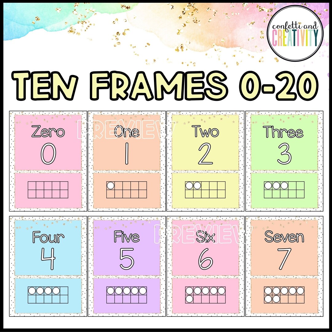 Classroom Number Posters With Ten Frames 0-20 | Pastel Classroom Decor ...