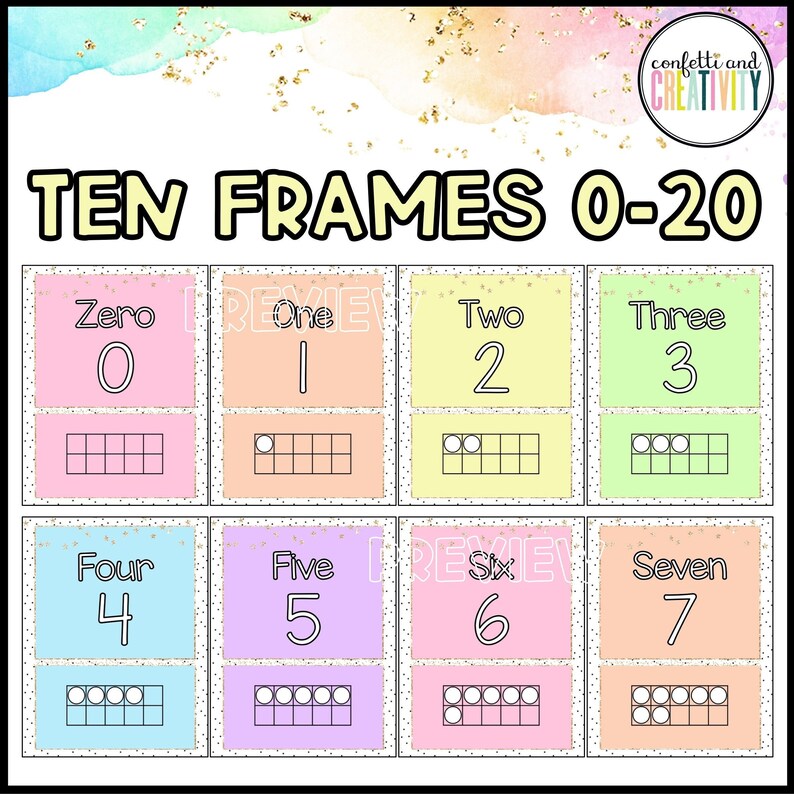 Classroom Number Posters With Ten Frames 0-20 Pastel - Etsy