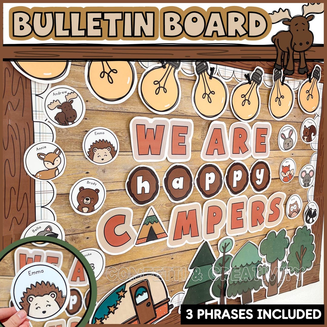 Camping Animals Bulletin Board: Rustic Classroom Decor (digital ...