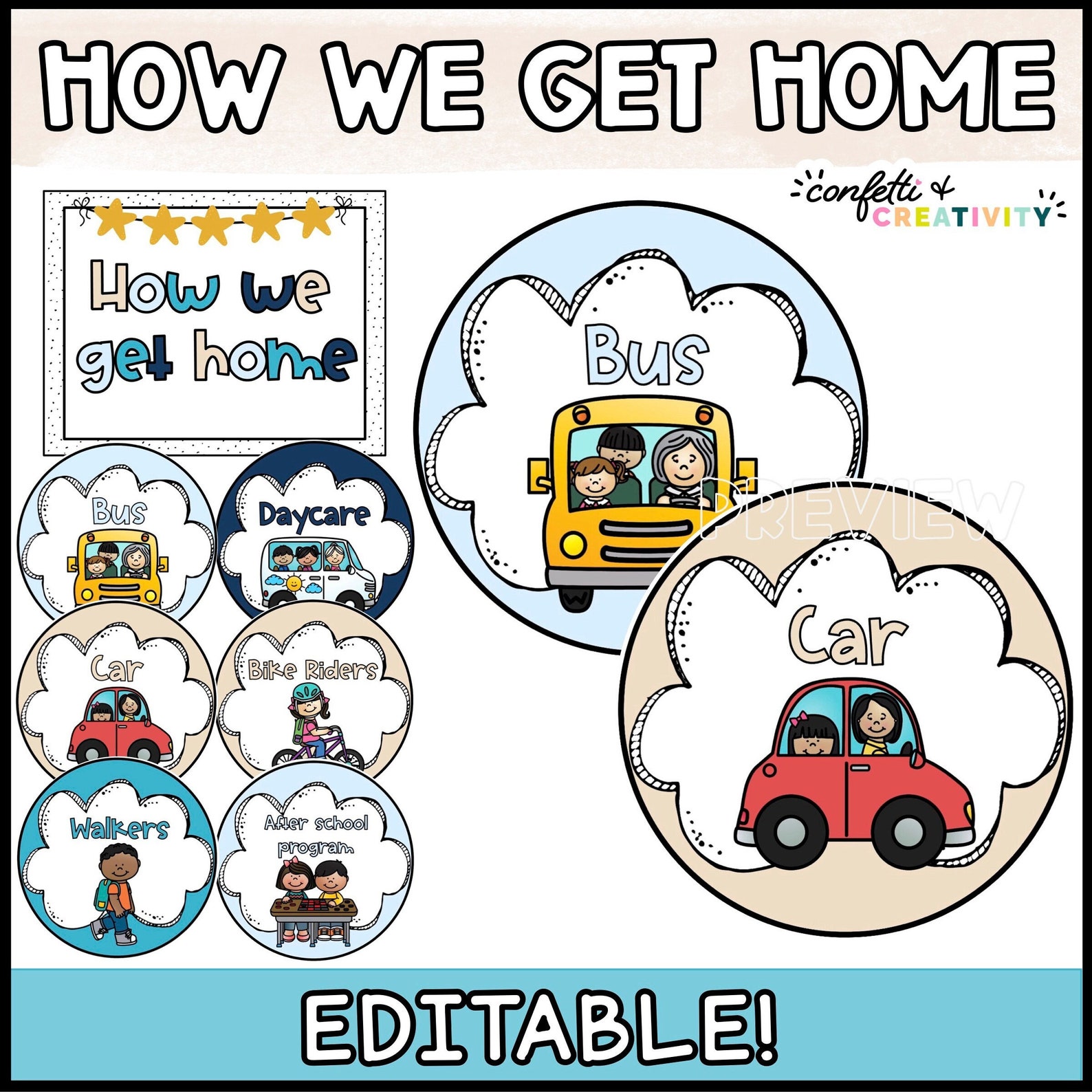Elementary Classroom Dismissal Chart: Editable How We Get Home ...