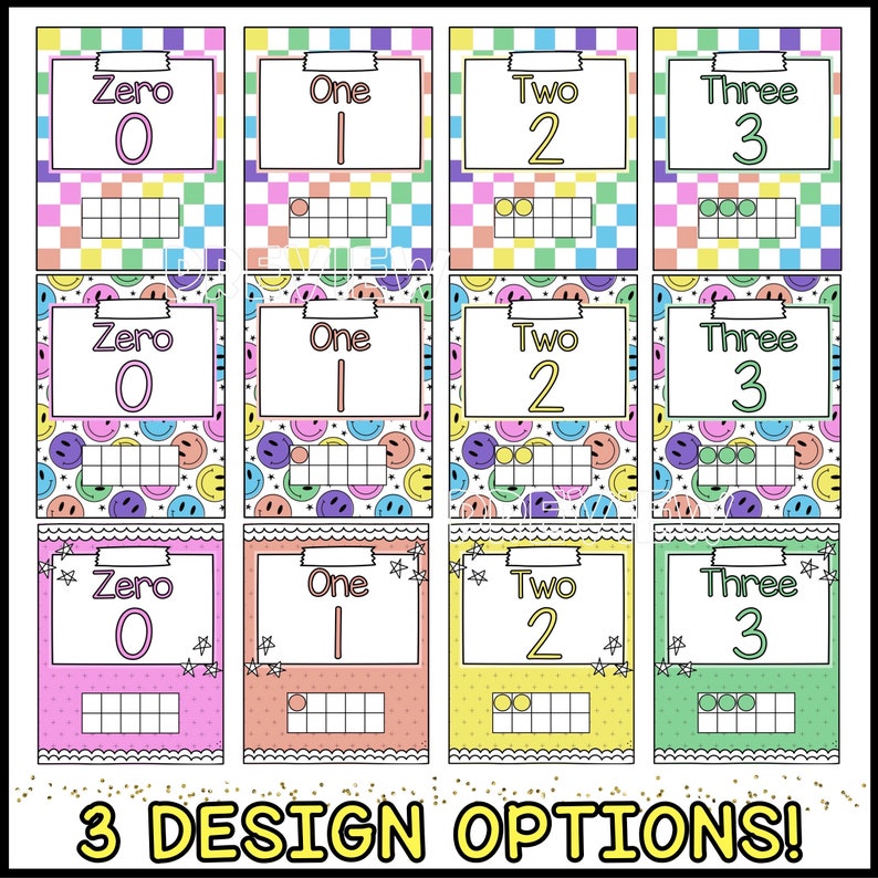 Classroom Number Posters With Ten Frames 0-20 Bright - Etsy