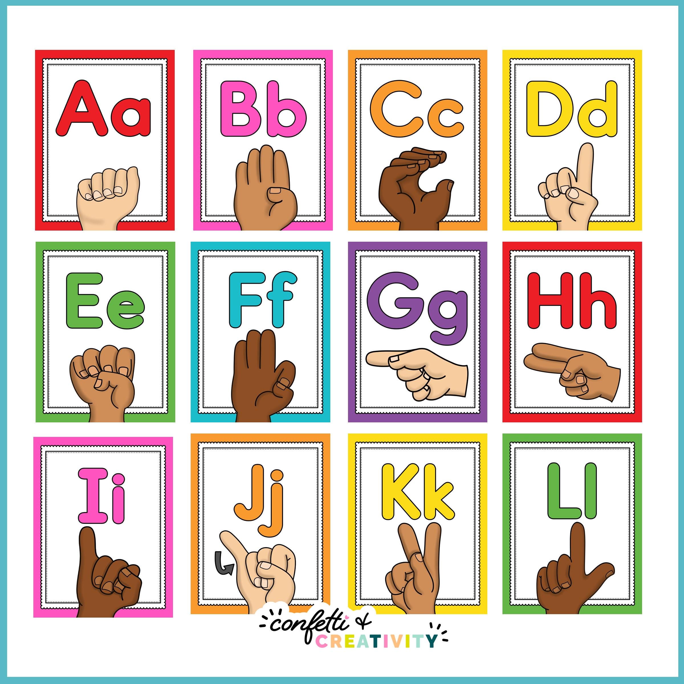 Watercolor ASL Alphabet Posters: Sign Language Classroom Decor (digital ...