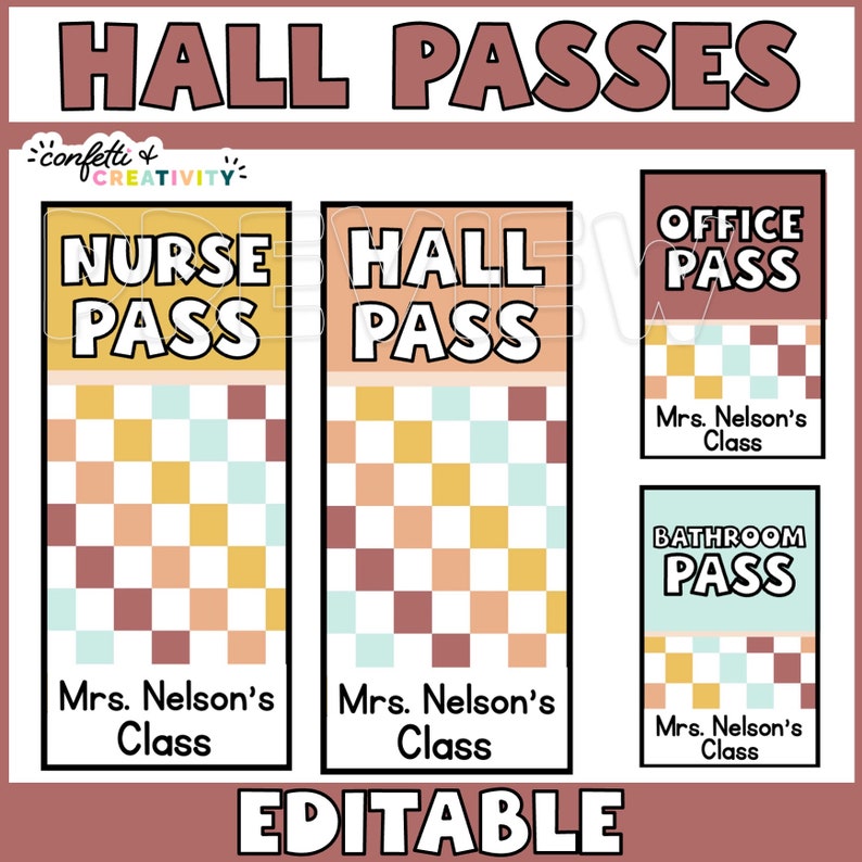 Editable Classroom Hall Passes: Modern Neutral Design (digital Download ...