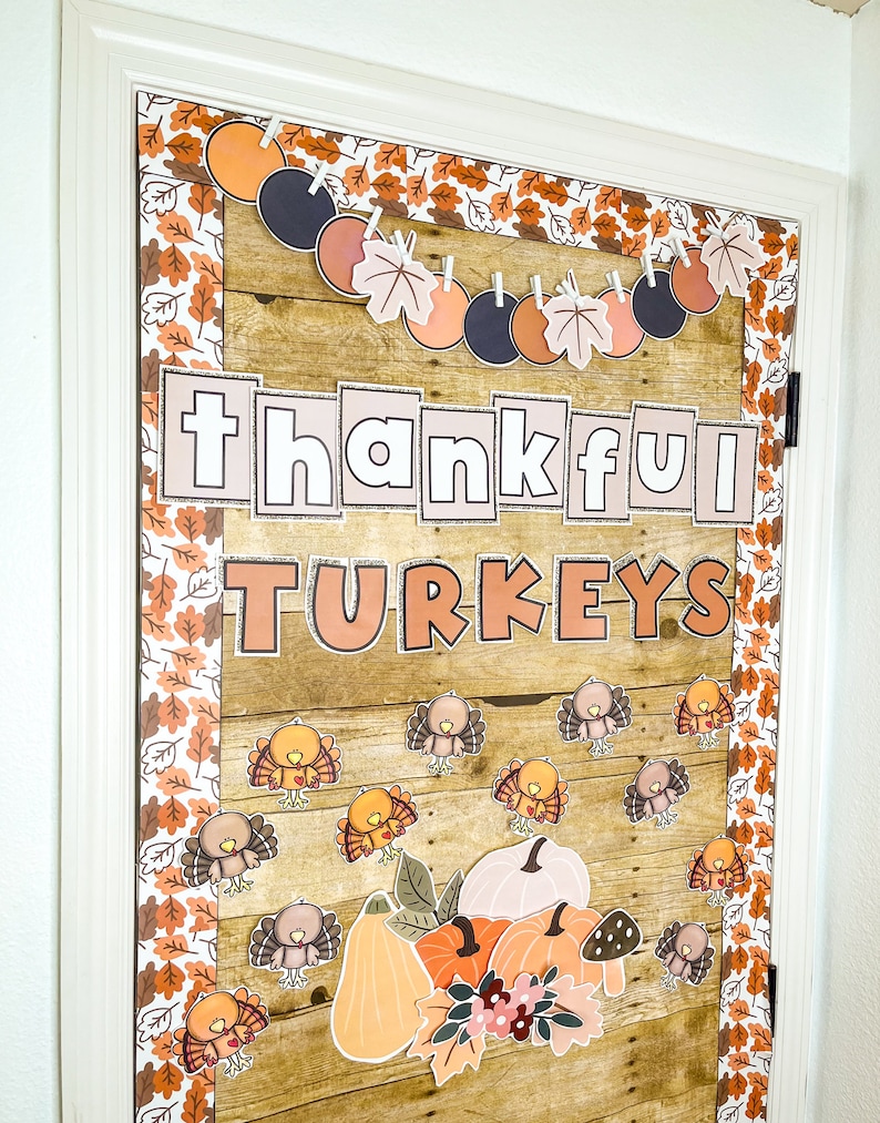 Thanksgiving Classroom Door Decor Kit: Thankful Turkeys & Owls (digital ...