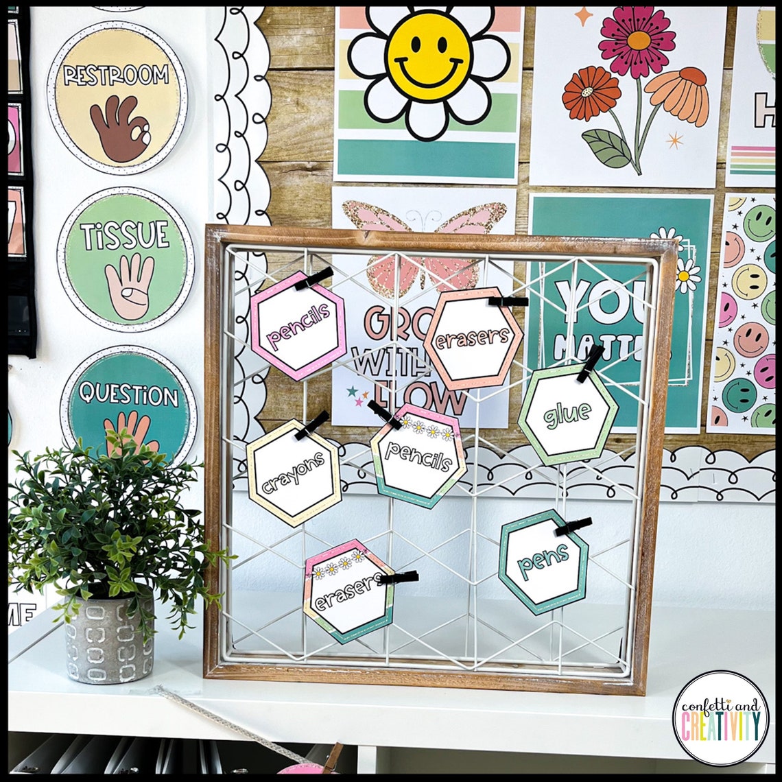 Editable Classroom Labels Retro Classroom Labels Colorful - Etsy