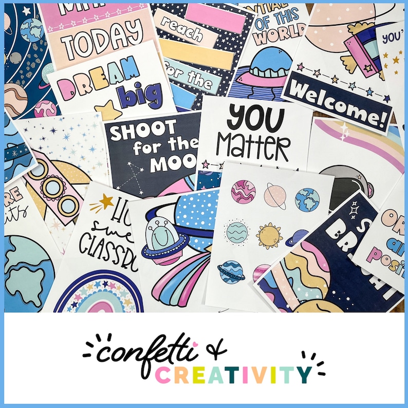 Space Classroom Quote Posters: Inspirational Elementary Decor (digital ...