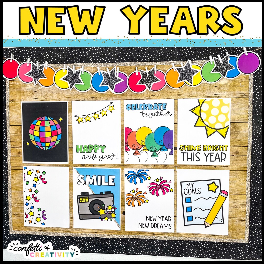 New Years Bulletin Board Posters | New Years Classroom Decor | January ...