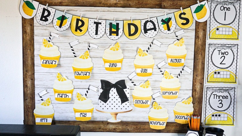 Lemon Classroom Birthday Display Classroom Birthday Board - Etsy