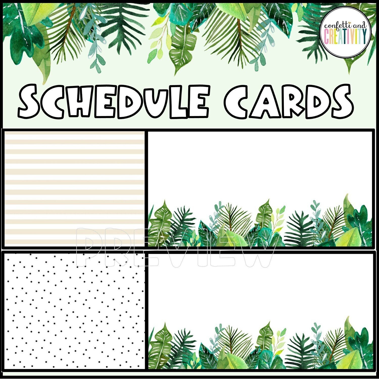Tropical Classroom Schedule Cards: Editable Classroom Decor (digital ...