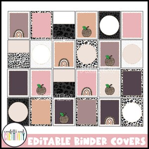 Boho Teacher Binder Covers: Neutral Editable Classroom Decor (digital ...