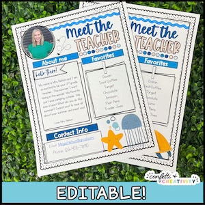 Ocean Theme Meet the Teacher Template: Editable Letter (digital ...