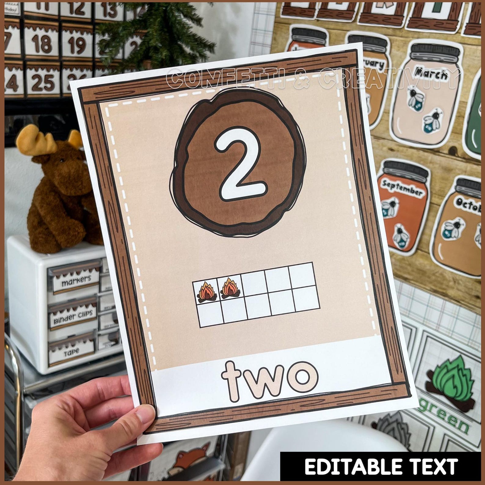 Camping Theme Ten Frame Number Posters: Classroom Math Decor (digital ...
