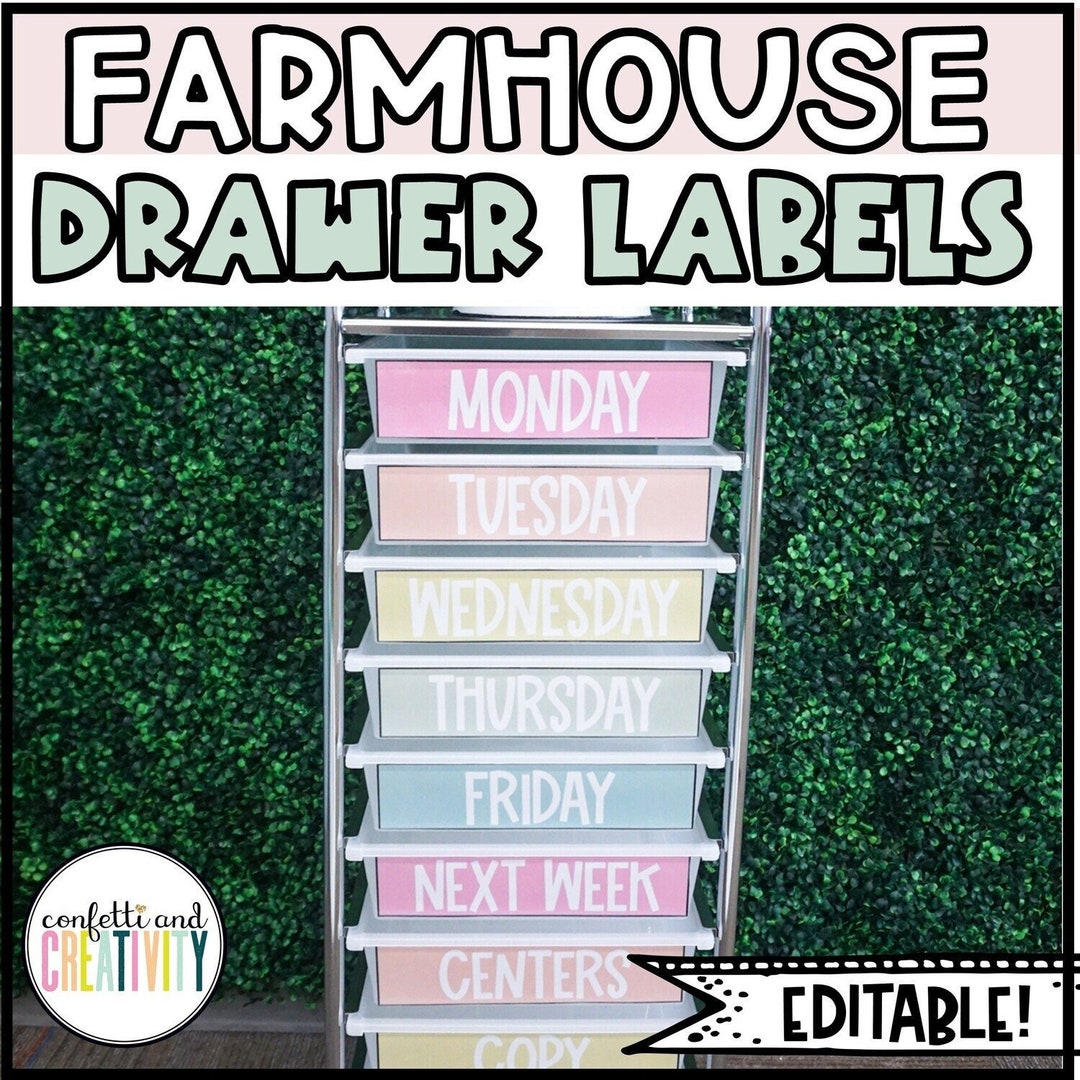 10 Drawer Cart Labels for the Classroom | Floral Farmhouse Classroom ...