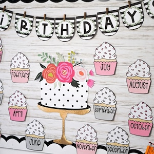 Floral Farmhouse Classroom Birthday Display | Birthday Board for ...
