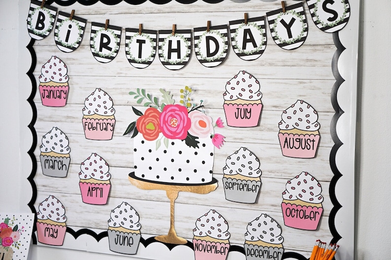 Floral Farmhouse Classroom Birthday Display Birthday Board - Etsy