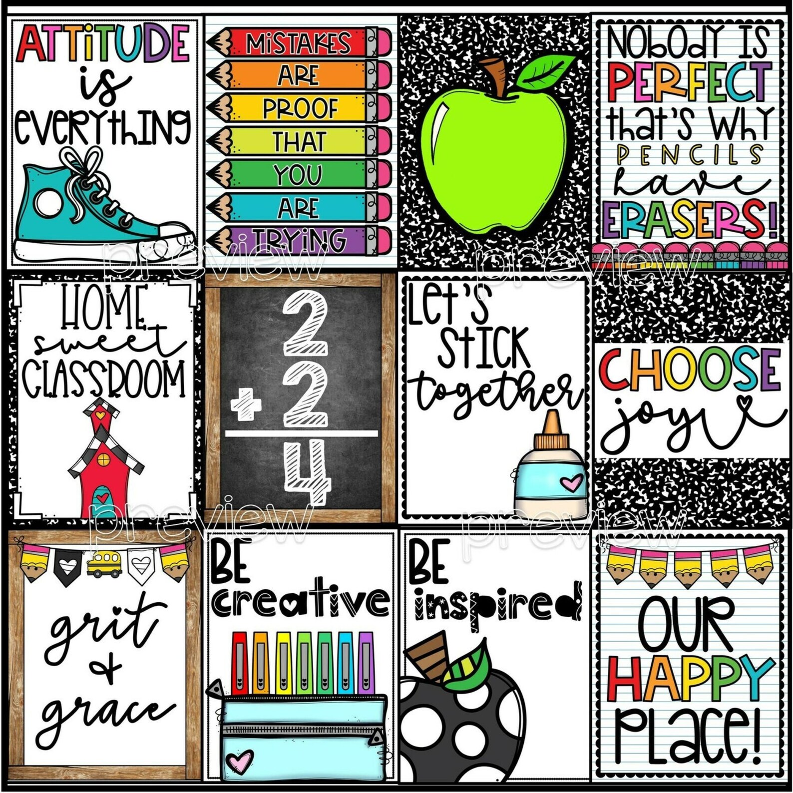 Vintage Classroom Quote Posters: Growth Mindset Decor (digital Download ...
