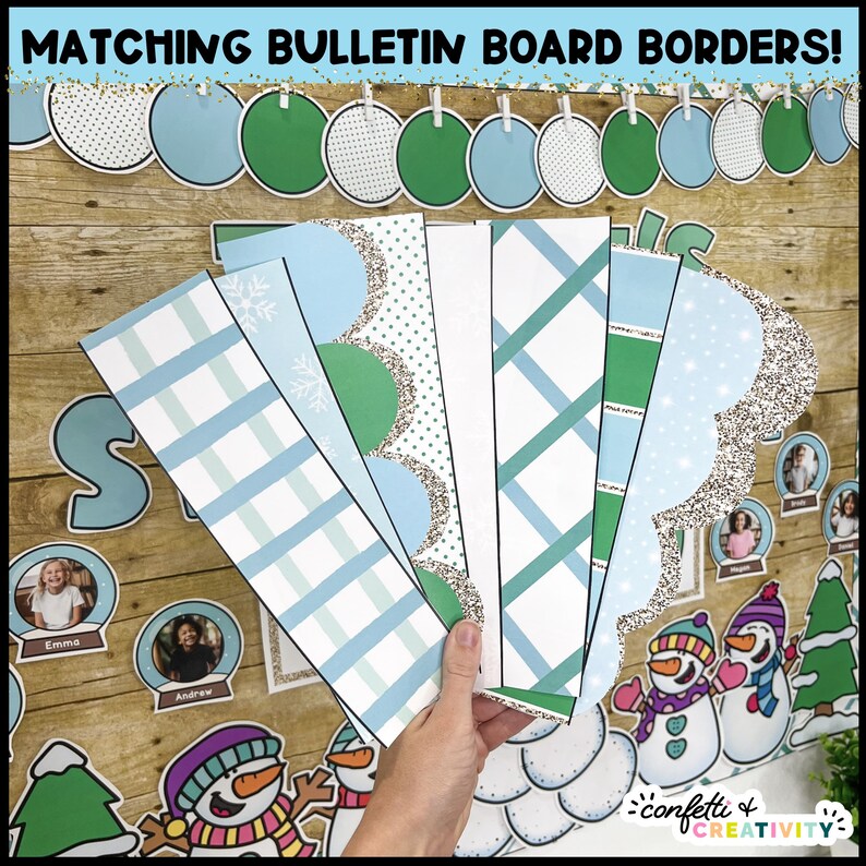 Winter Snowman Bulletin Board Kit: January Classroom Decor (digital ...