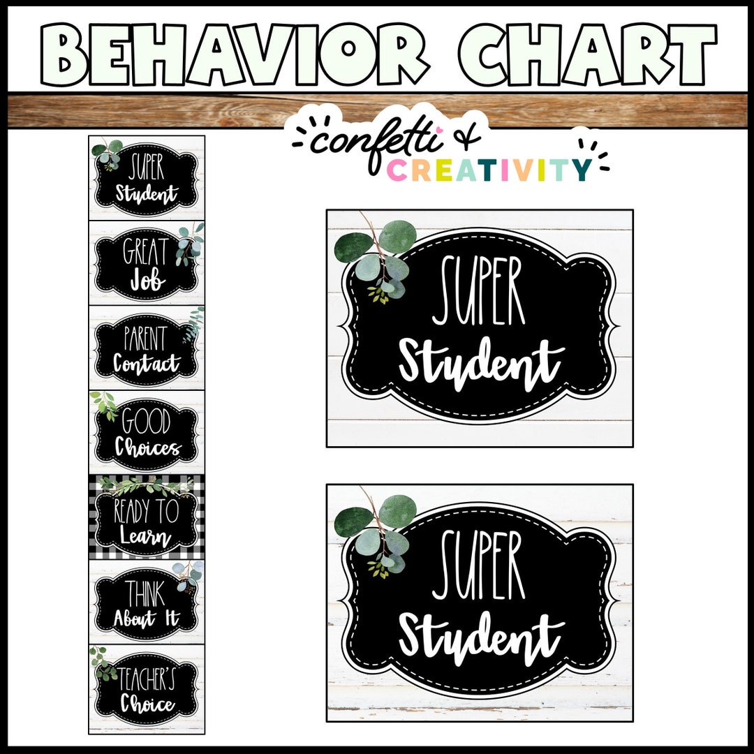 Classroom Behavior Chart | Classroom Behavior Management | Farmhouse ...
