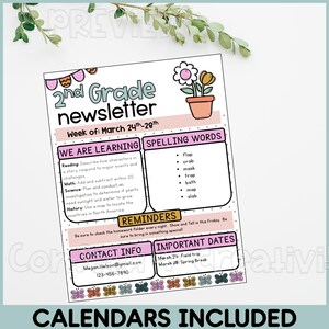 Editable Spring Classroom Newsletter and Calendar Template (digital ...