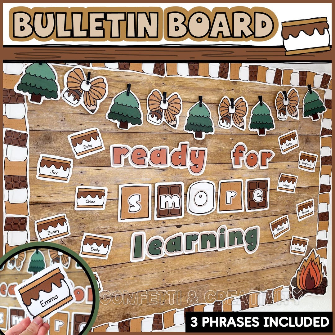 S'mores Bulletin Board: Rustic Camping Classroom Decor (digital ...